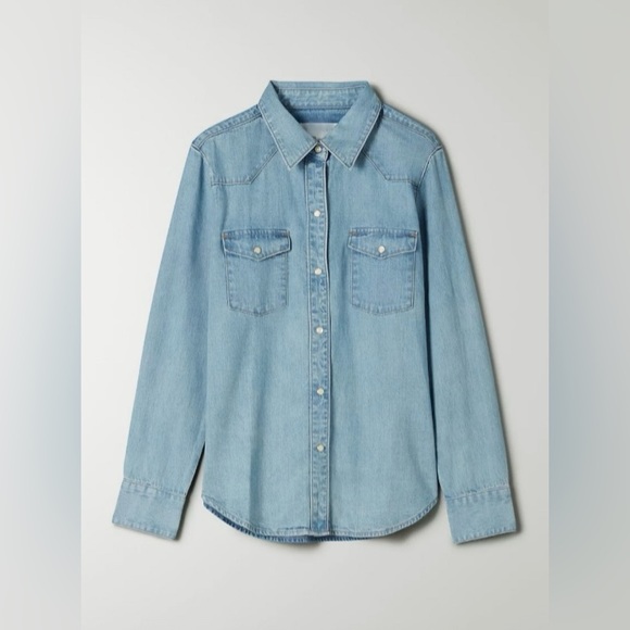 Aritzia | Tops | Aritzia Wilfred Free Chambray Pearl Snaps S | Poshmark